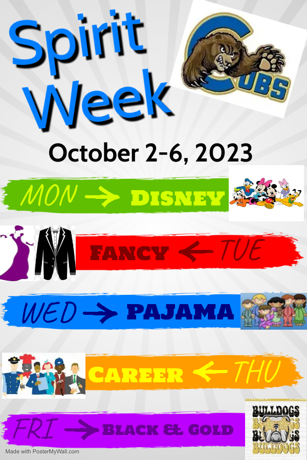 Spirit Week October 2-6, 2024 | Joe Carlson Elementary School