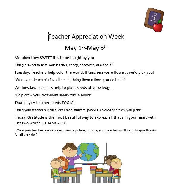 Teacher Appreciation Week Stevenson Elementary School